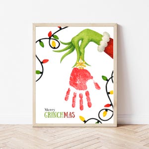 Christmas Handprint Printable Merry Grinchmas Craft Art, Grinch ...