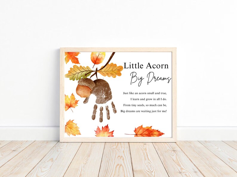Acorn Handprint Craft Printable | Fall Handprint Poem for Kids | Autumn ...