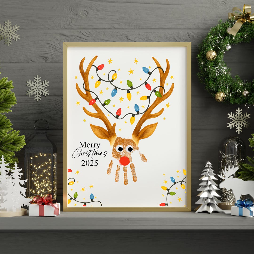 Reindeer 2025 Handprint Craft Printable Kids Christmas Keepsake Art ...