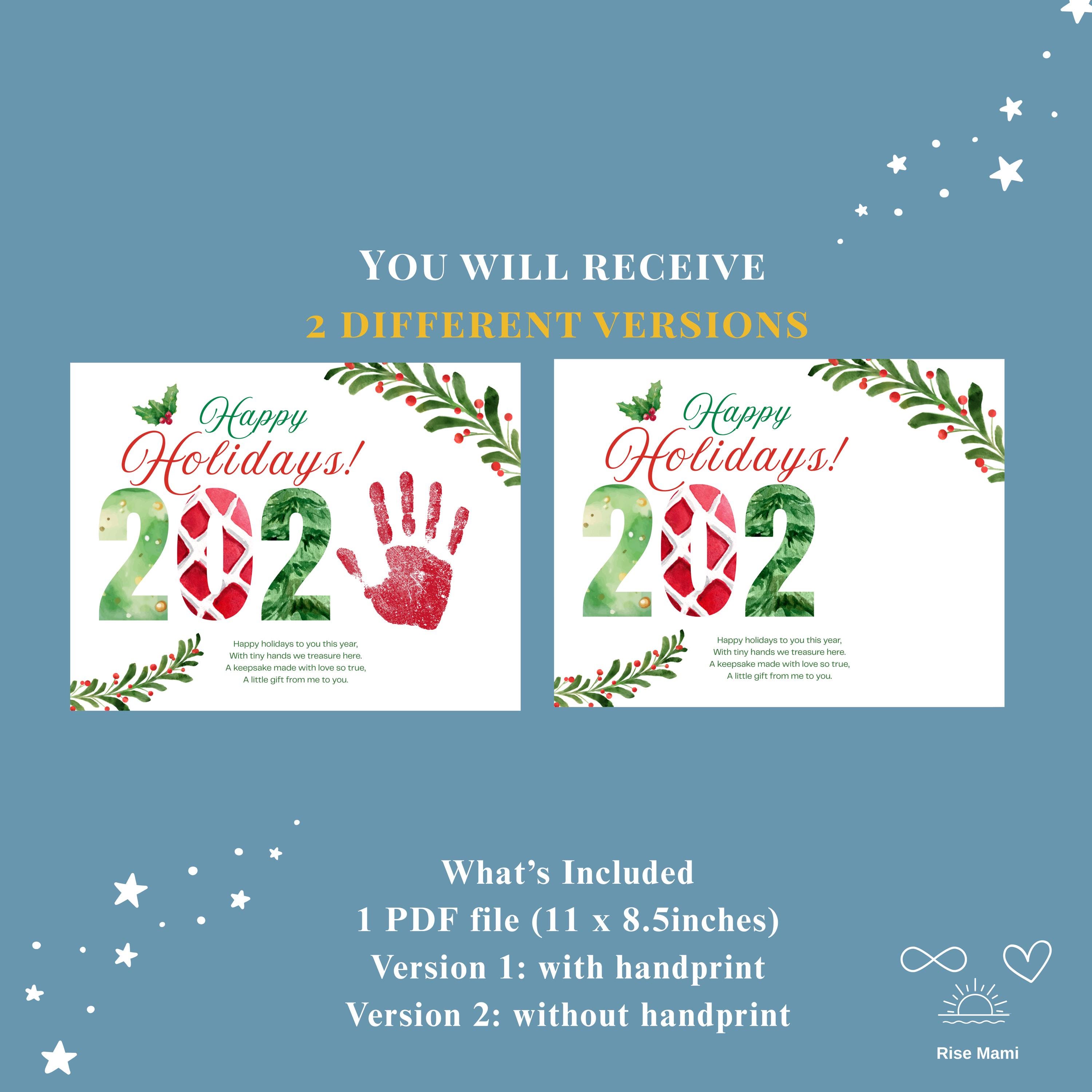 2025 Happy Holidays Handprint Craft Printable, Kids Christmas Keepsake ...