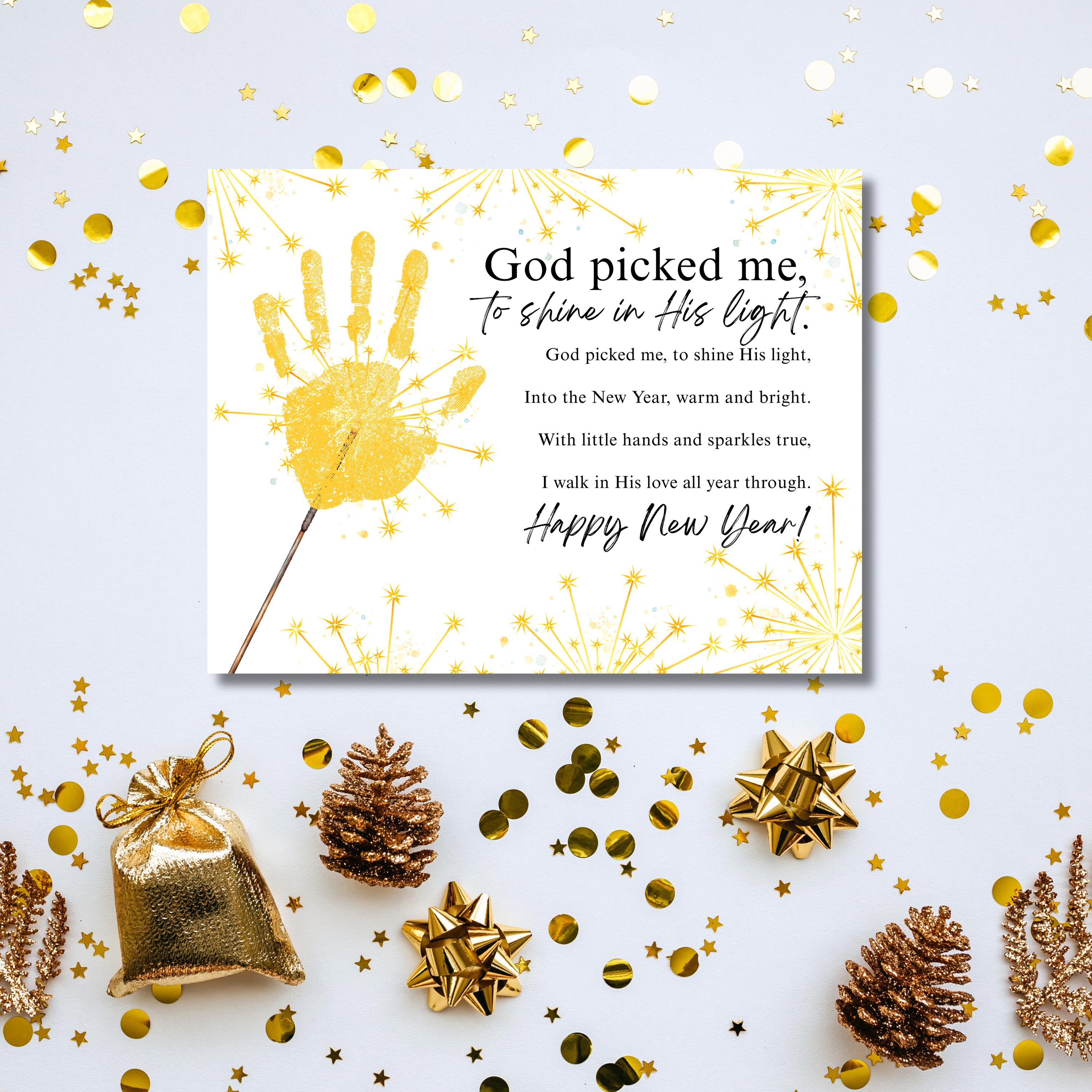 God Picked Me to Shine His Light Printable Christian New Year Handprint ...