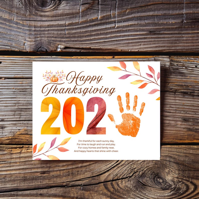 Thanksgiving 2025 Handprint Craft Placemat Printable Fall Poem Keepsake ...