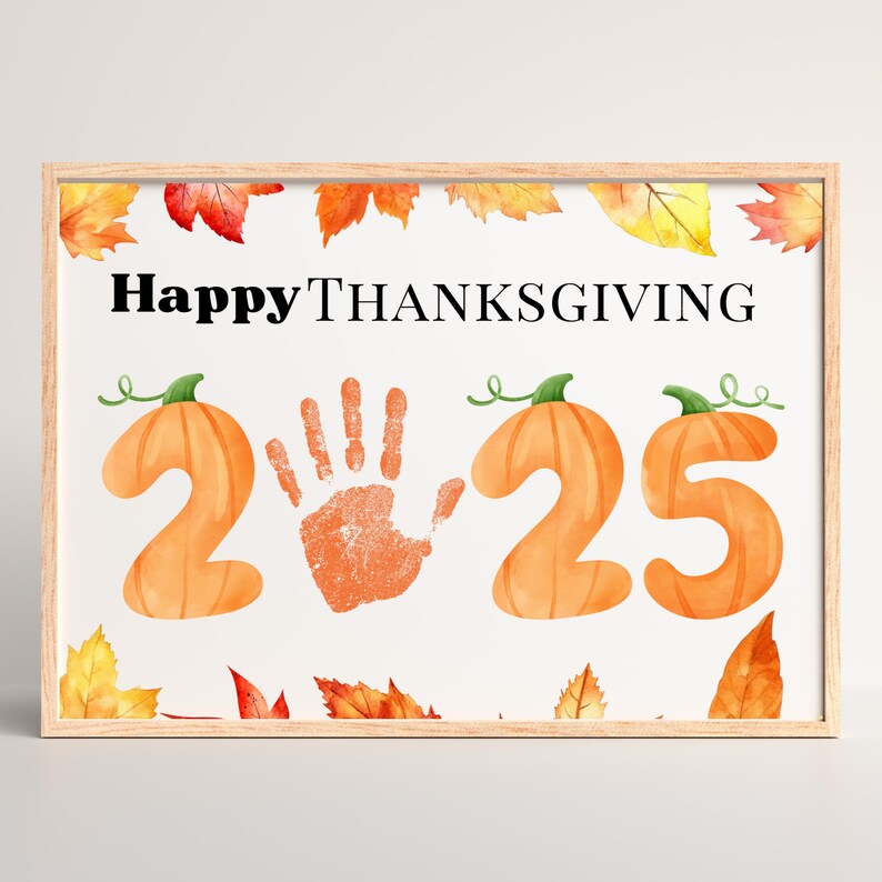 Happy Thanksgiving 2025 Handprint Craft | Fall Pumpkin Keepsake ...