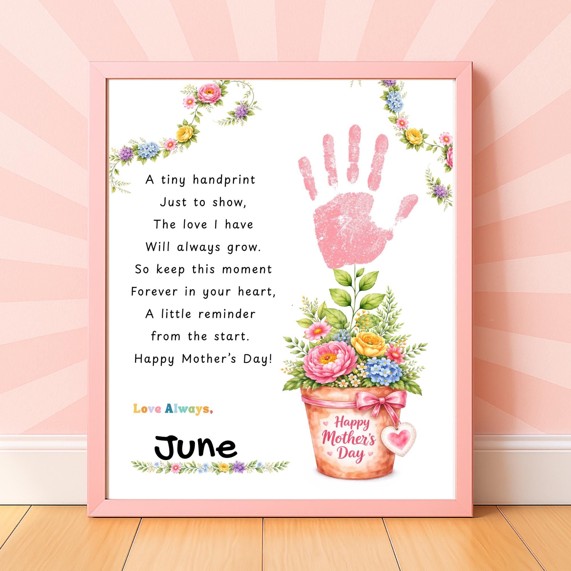 Mother's Day Handprint Flower Craft Keepsake | Flower Poem Keepsake Art ...