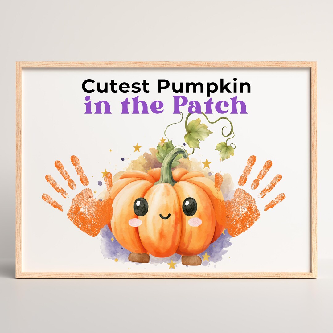 Pumpkin Handprint Craft Printable | Fall Halloween Thanksgiving Kids ...