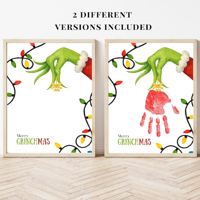 Christmas Handprint Printable Merry Grinchmas Craft Art, Grinch ...