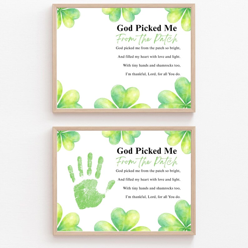 God Picked Me From the Patch Handprint Craft | Christian St Patricks ...