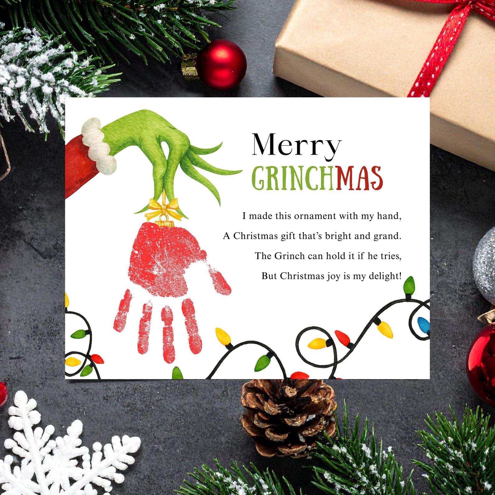 Merry Grinchmas Handprint Poem Ornament Craft Printable, Grinch Kids ...