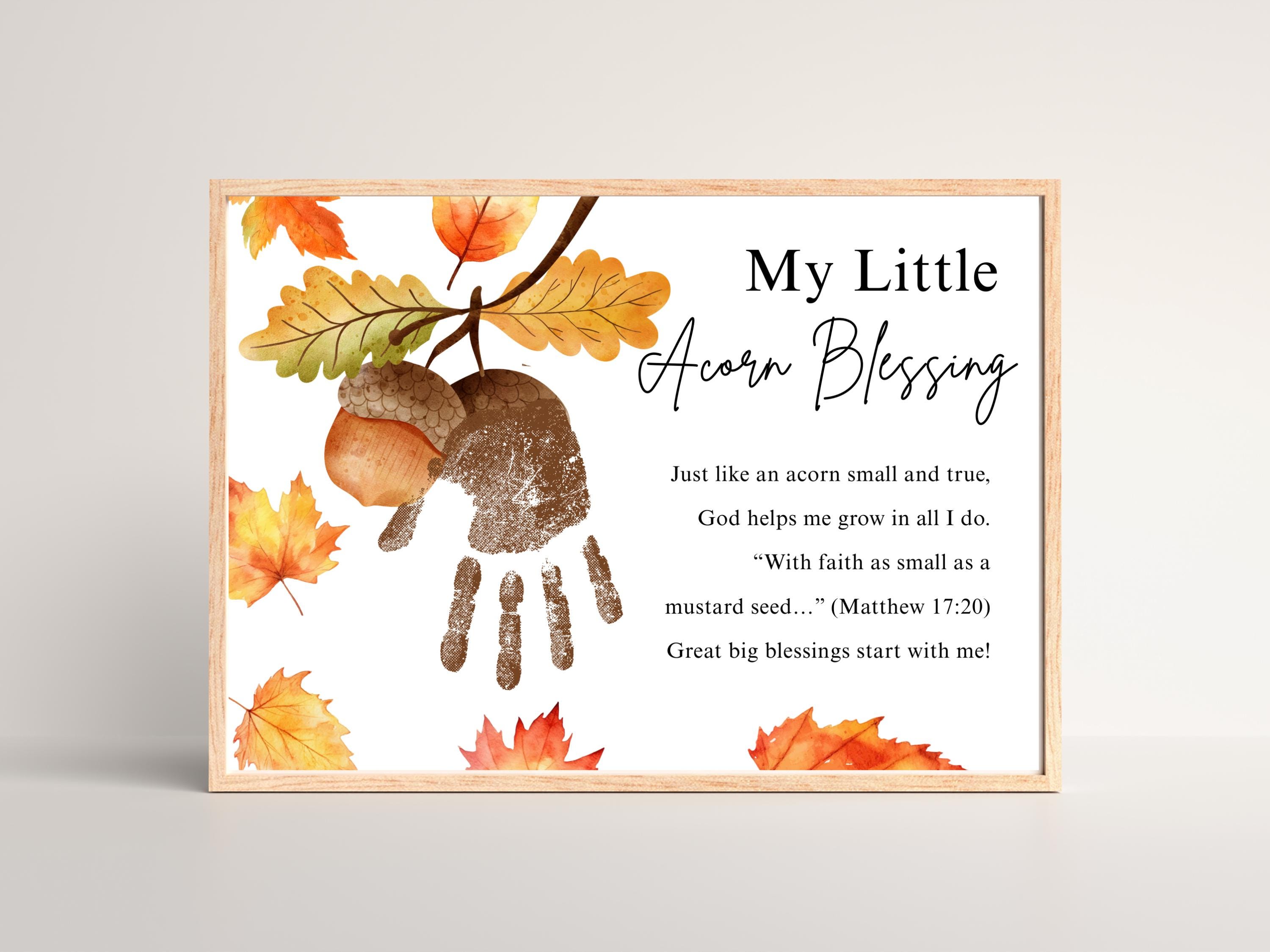 My Little Acorn Blessing Handprint Printable Christian Fall Handprint ...