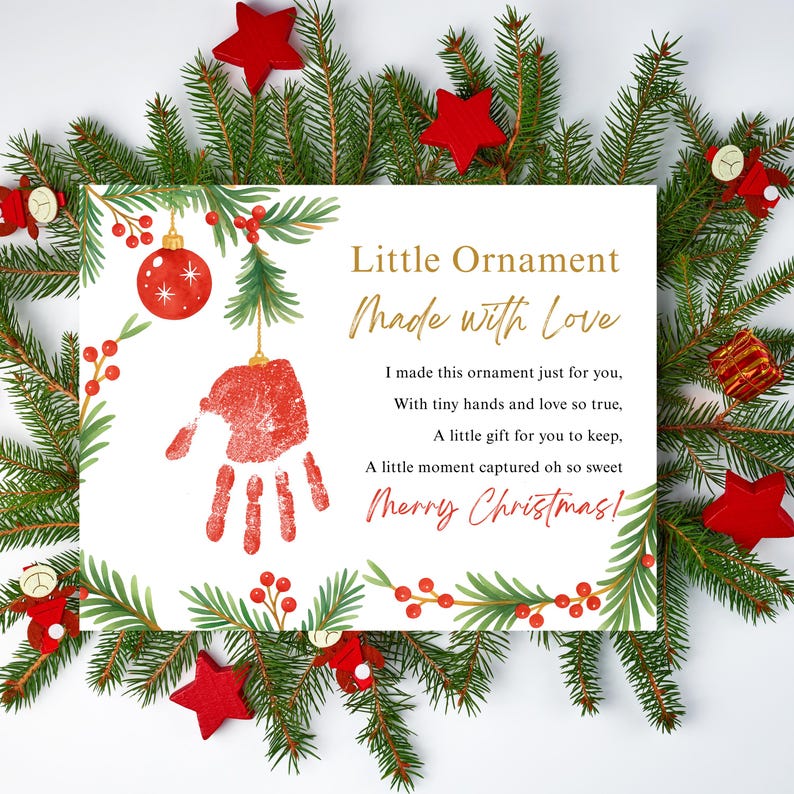 Christmas Handprint Ornament Poem Craft, Keepsake Gift (PDF Printable ...
