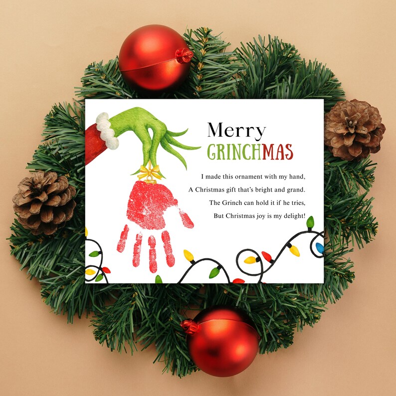 Merry Grinchmas Handprint Poem Ornament Craft Printable, Grinch Kids ...