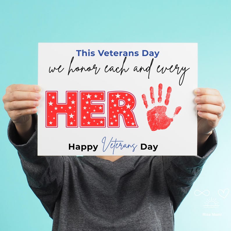Veterans Day Handprint Craft Printable, Hero Wall Art, Kids Patriotic ...