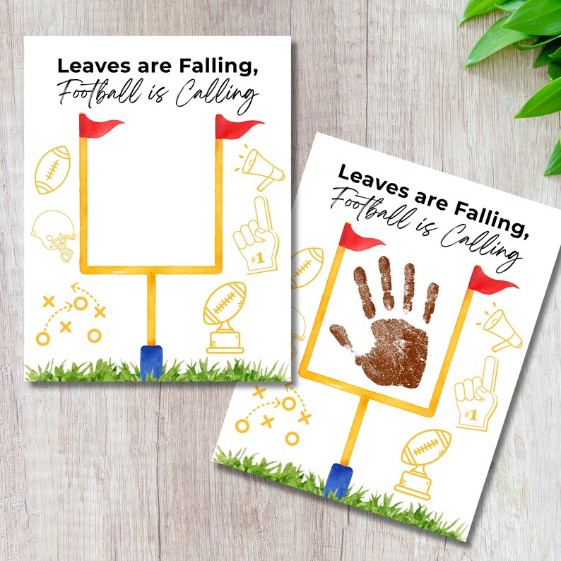 Football Handprint Craft Printable Fall Kids Handprint Art Activity DIY ...