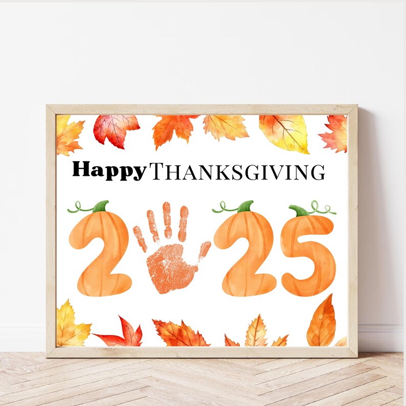 Happy Thanksgiving 2025 Handprint Craft | Fall Pumpkin Keepsake ...