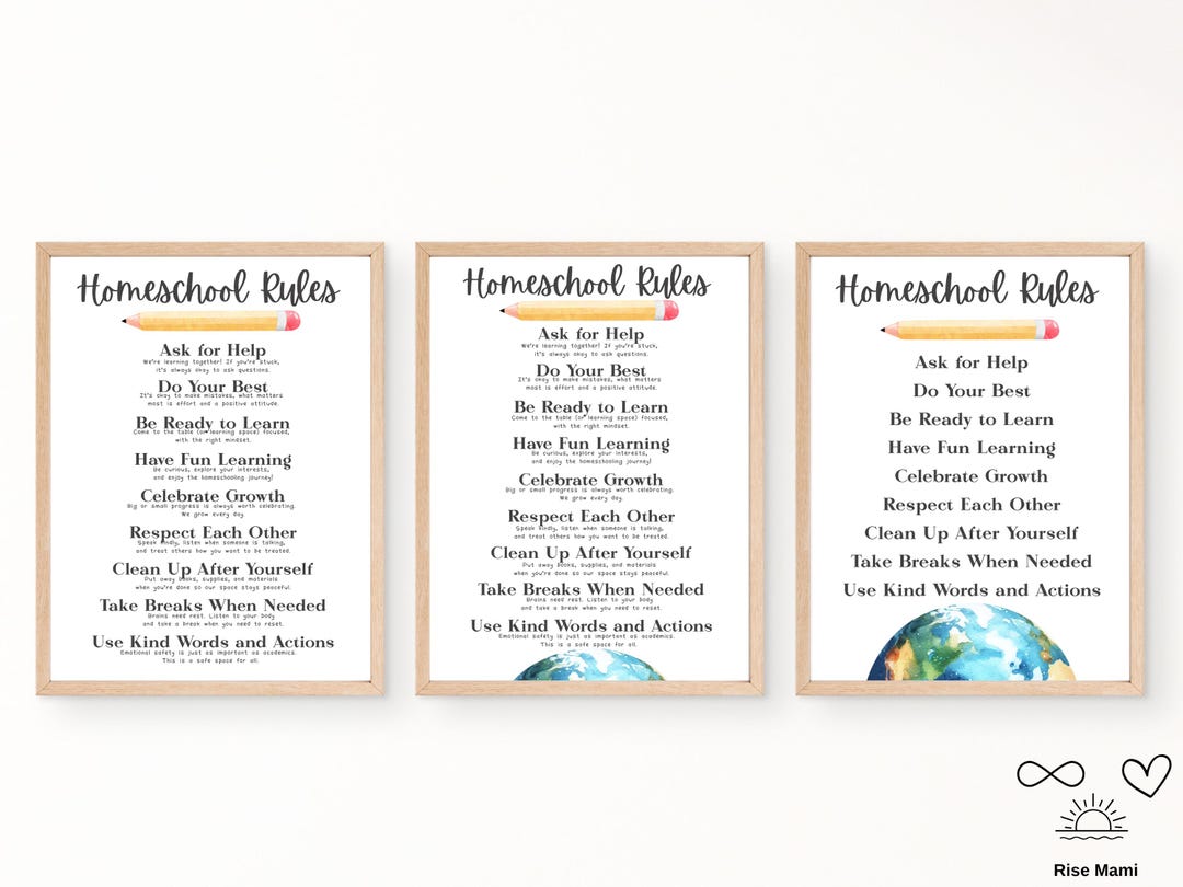 Homeschool Rules Sign Educational Poster for Kids Homeschool Decor ...