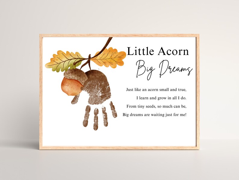 Acorn Handprint Craft Printable | Fall Handprint Poem for Kids | Autumn ...