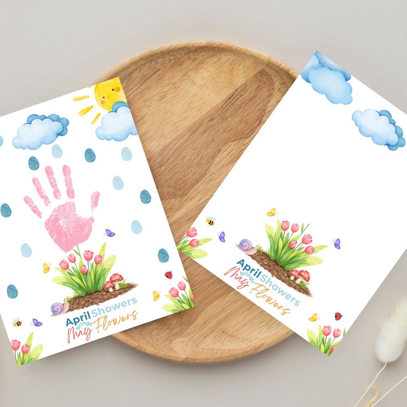April Showers Bring May Flowers Handprint Craft | Spring Fingerprint ...