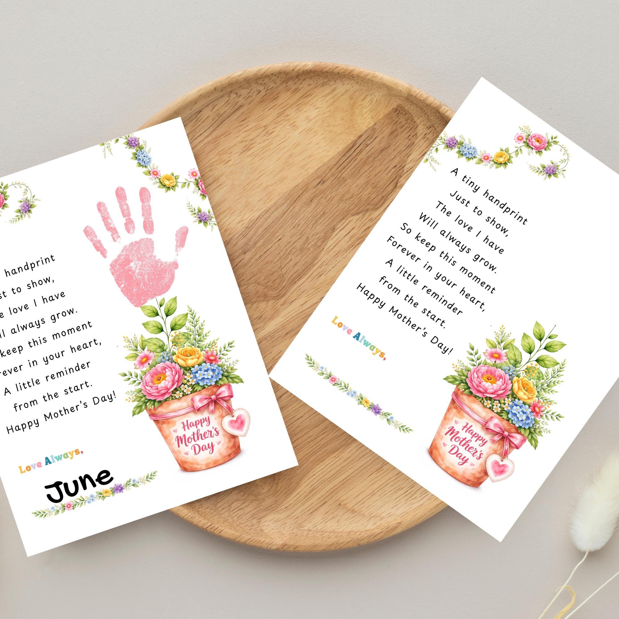 Mother's Day Handprint Flower Craft Keepsake | Flower Poem Keepsake Art ...