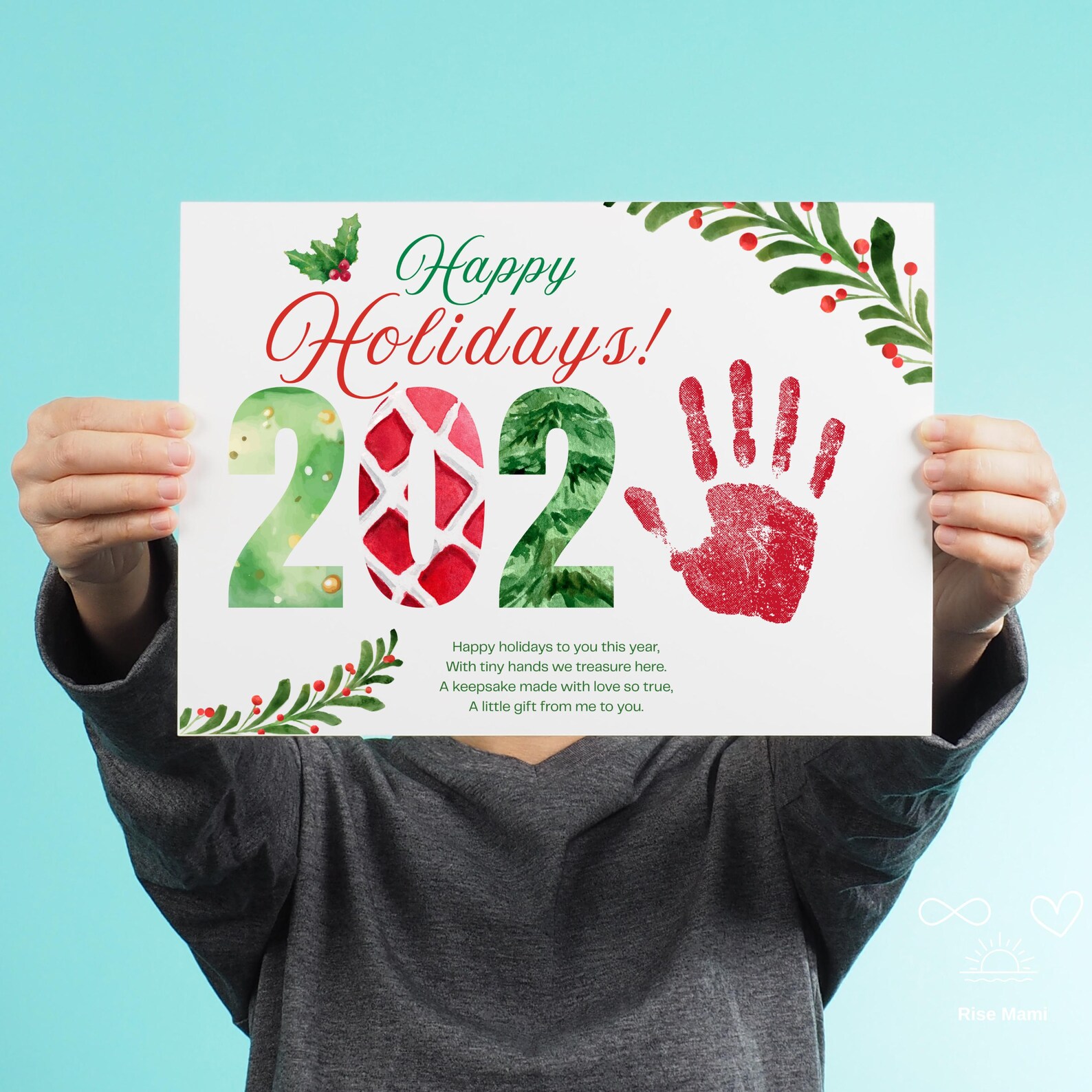 2025 Happy Holidays Handprint Craft Printable, Kids Christmas Keepsake ...
