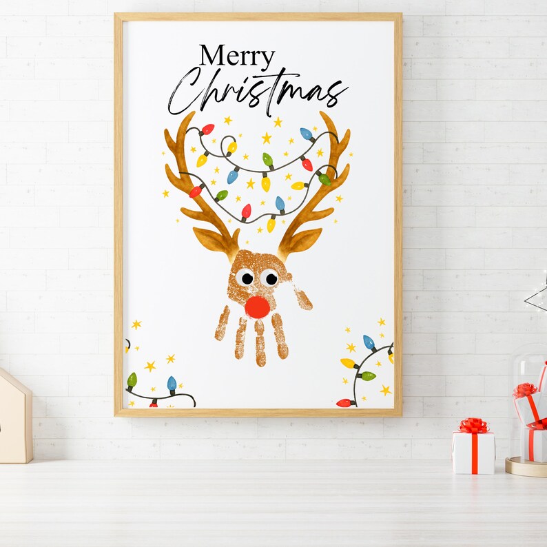 Reindeer Christmas Handprint Art Kids Toddlers Baby Printable Deer ...
