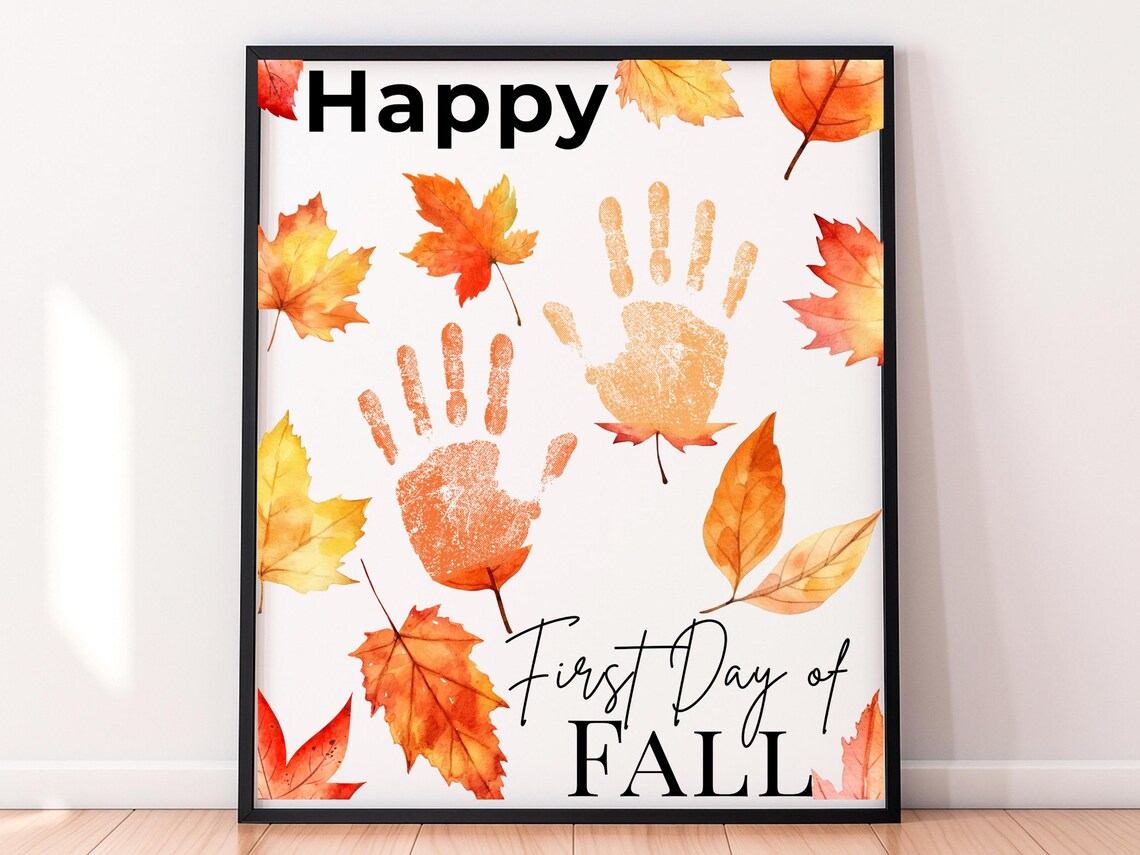 Happy First Day of Fall Handprint Craft Printable Kids Autumn Keepsake ...