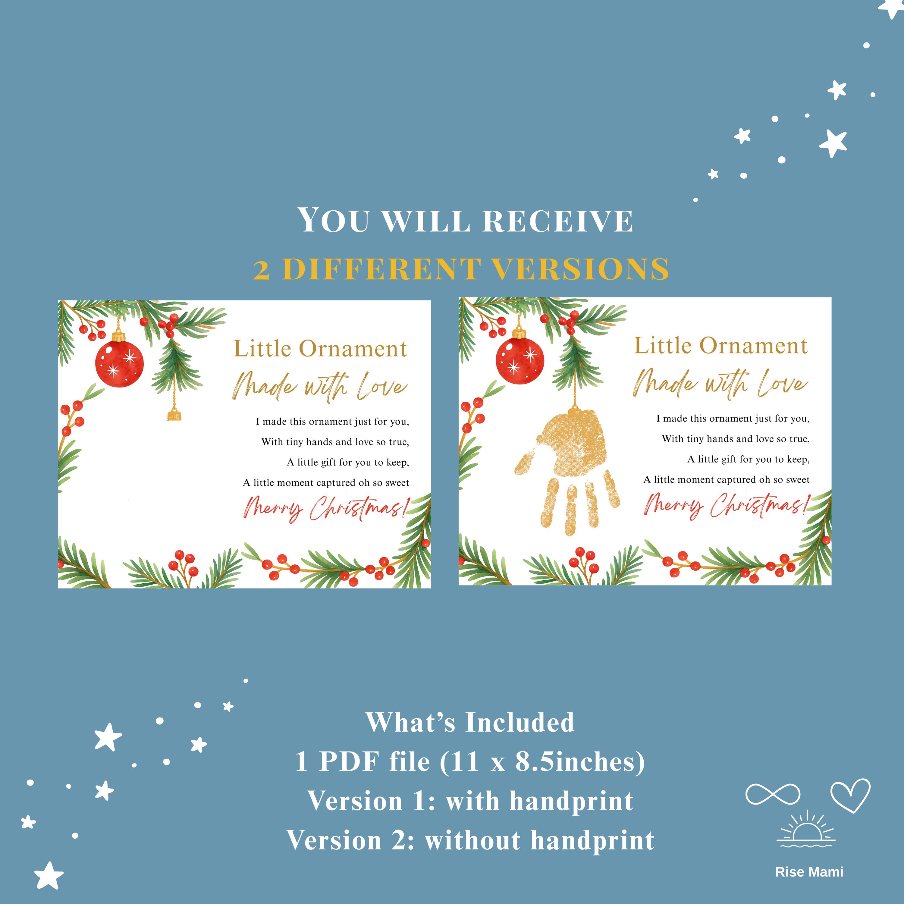 Christmas Handprint Ornament Poem Craft, Keepsake Gift (PDF Printable ...