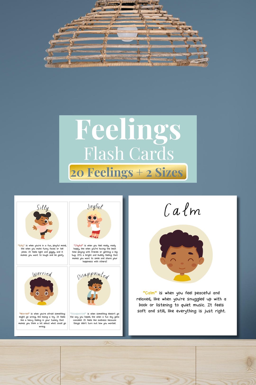 20 Feelings Flashcards Printable, Emotions Cards for Kids, Calm Down ...