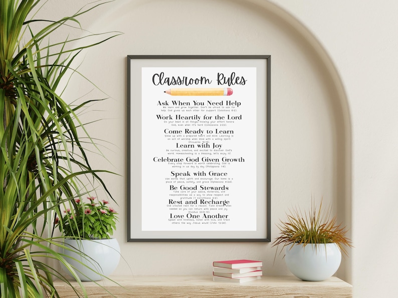 Christian Classroom Rules Poster, Bible Verse Art (instant Download) - Etsy