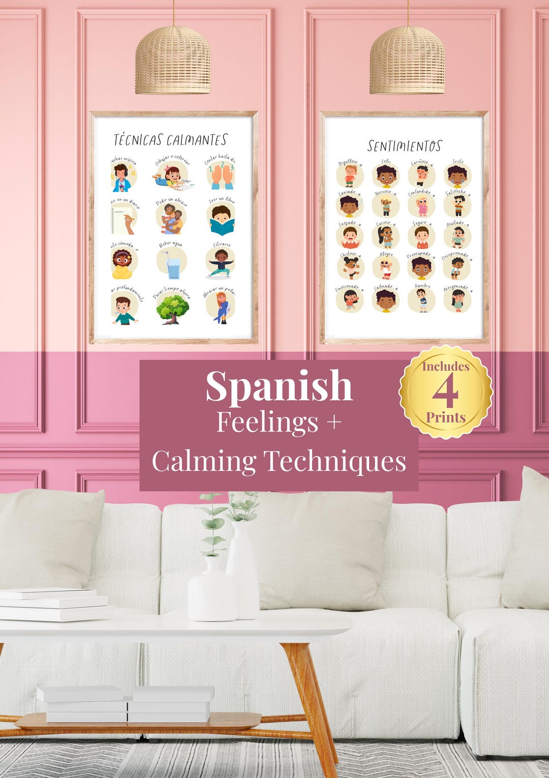 Spanish Emotions & Calming Techniques Printable Set of 4, Calm Down ...
