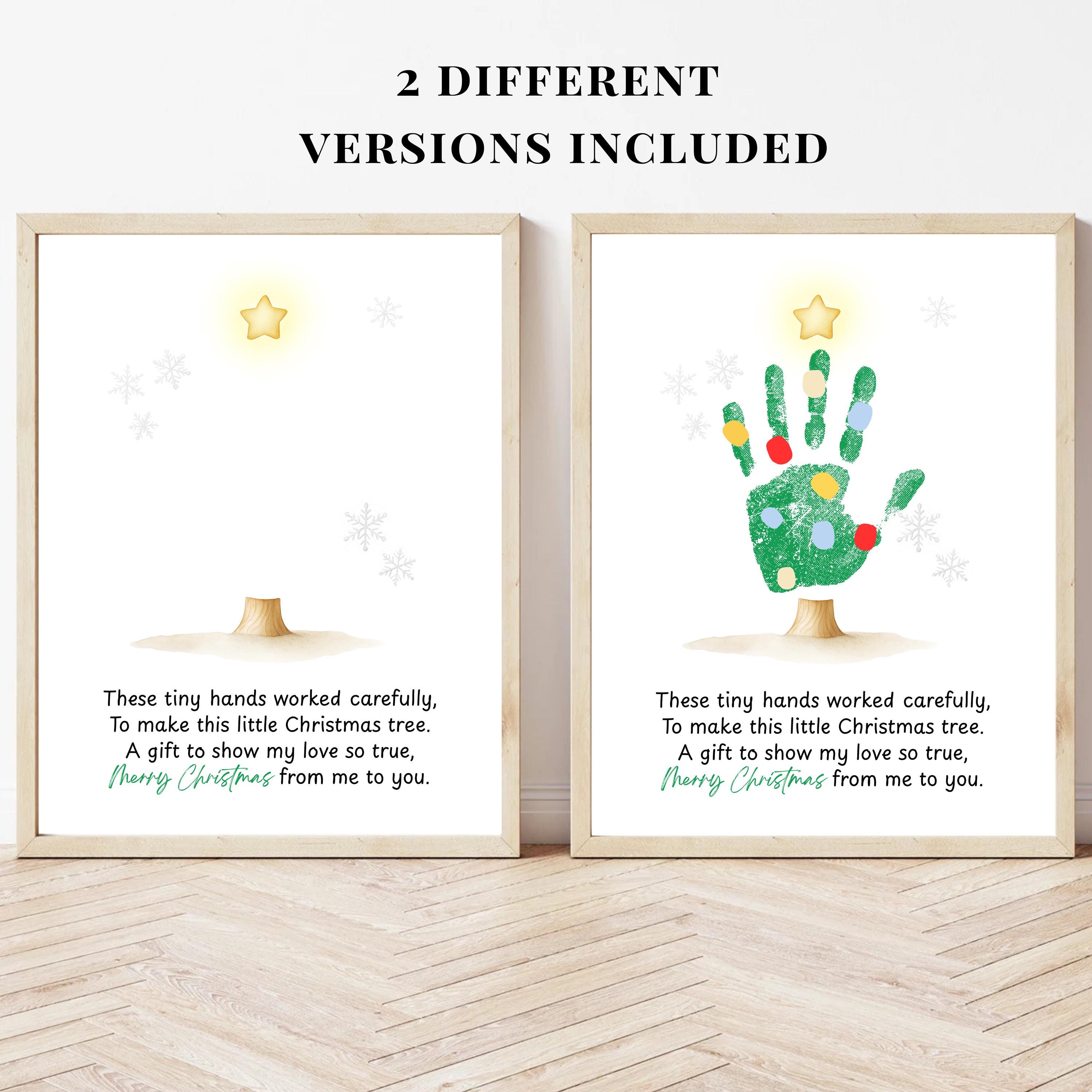 Christmas Tree Handprint Craft Printable Kids DIY Art Fingerprint ...