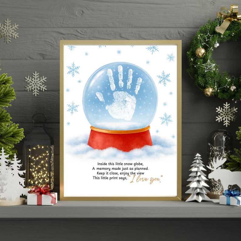 Snow Globe Handprint Craft Poem Printable Winter Classroom Activity ...