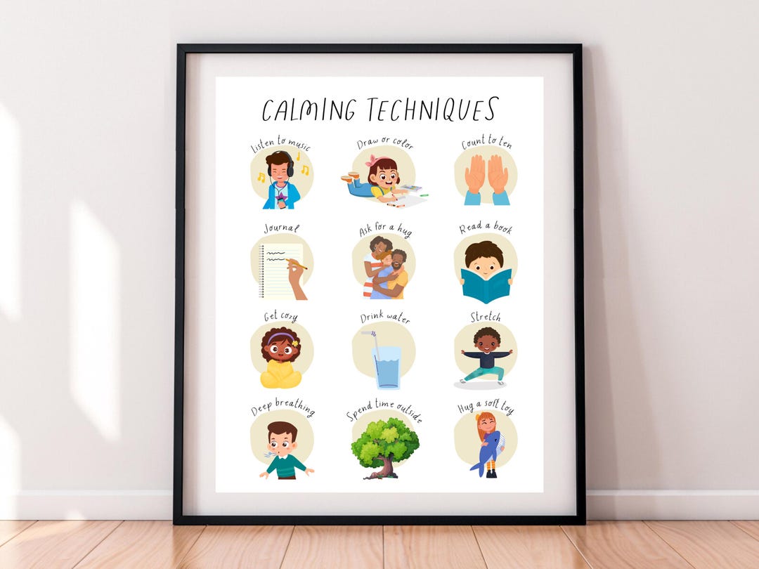 Calming Techniques Poster for Kids Mindfulness and Coping Skills Wall ...