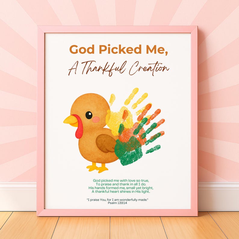 Christian Thanksgiving Handprint Craft for Kids Turkey Craft God Picked ...