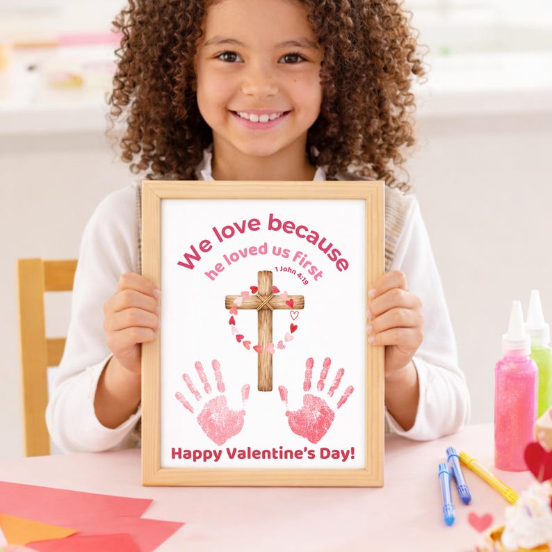 Bible Verse Valentine Handprint Art, Christian Kids Printable (PDF ...