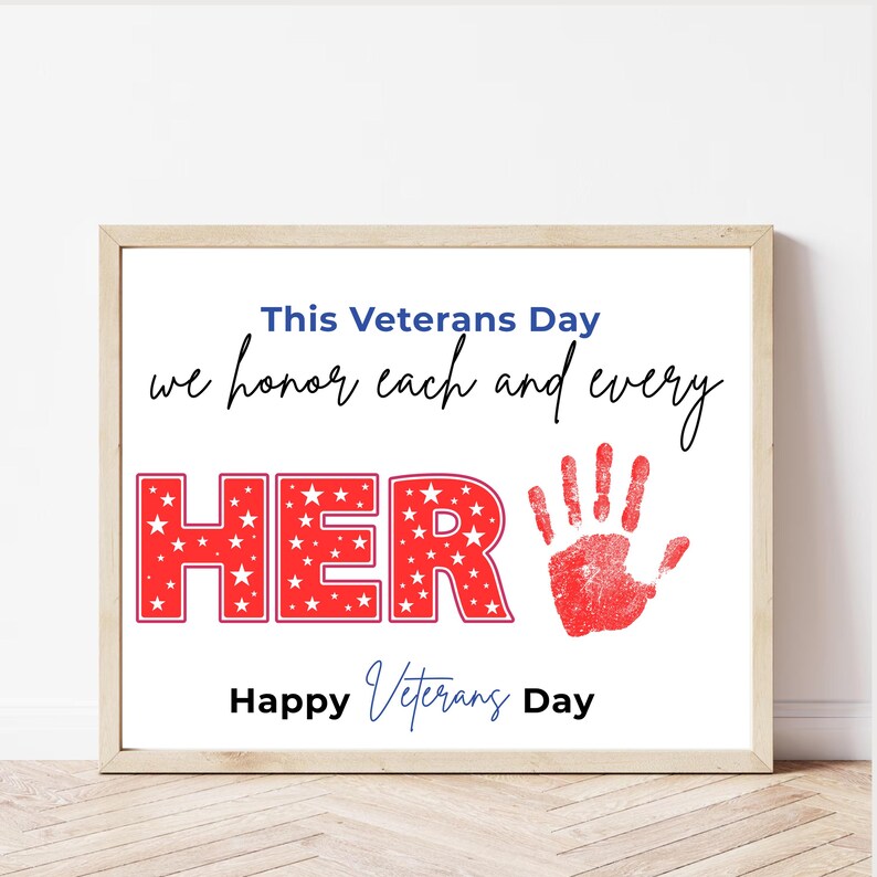 Veterans Day Handprint Craft Printable, Hero Wall Art, Kids Patriotic ...