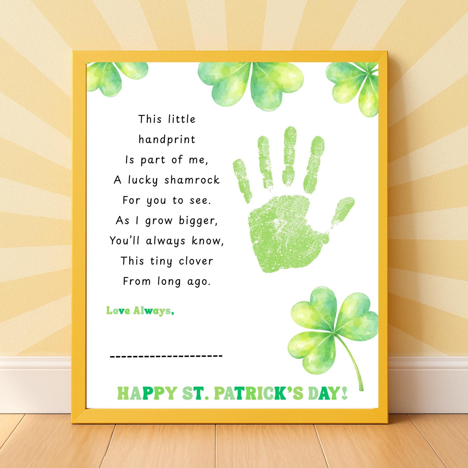 St. Patrick’s Day Handprint Craft for Kids, Shamrock Poem Keepsake ...
