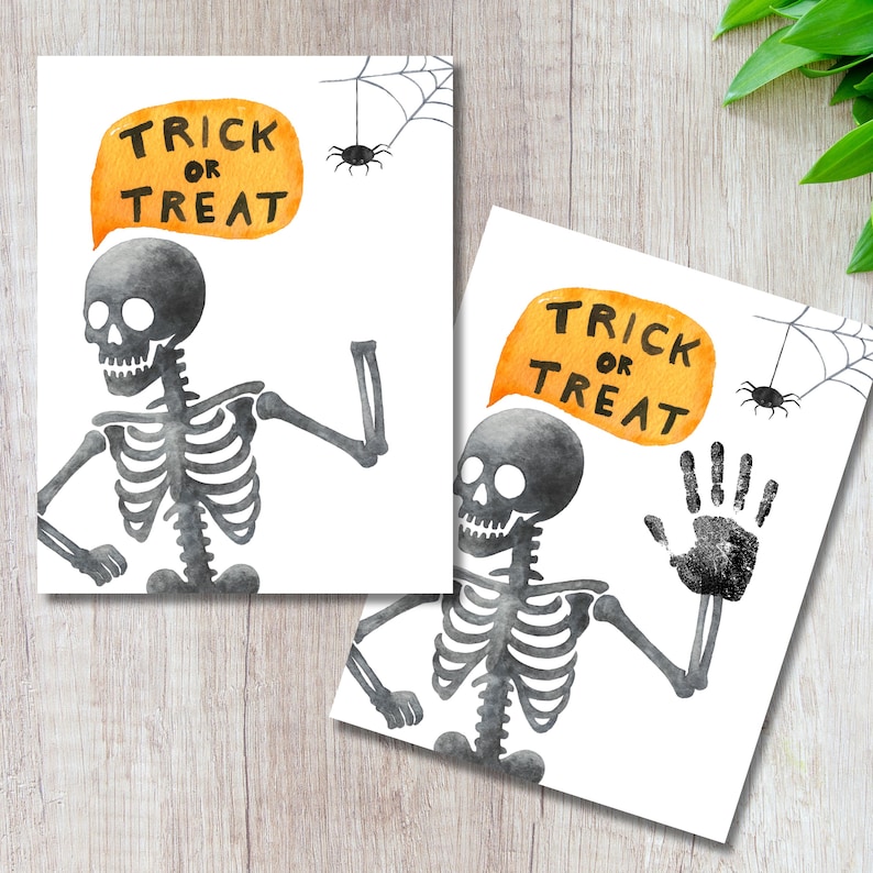 Halloween Skeleton Handprint Craft Printable | Trick or Treat Kids Art ...
