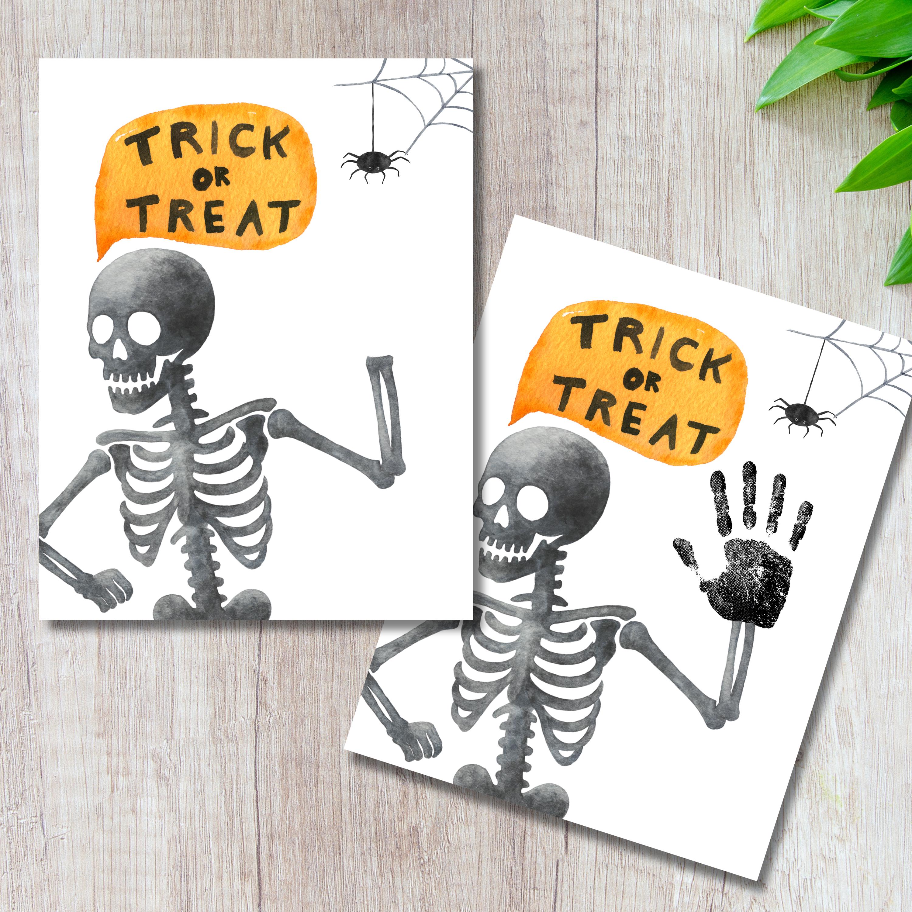 Halloween Skeleton Handprint Craft Printable | Trick or Treat Kids Art ...