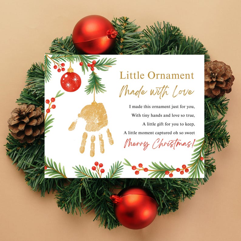 Christmas Handprint Ornament Poem Craft, Keepsake Gift (PDF Printable ...