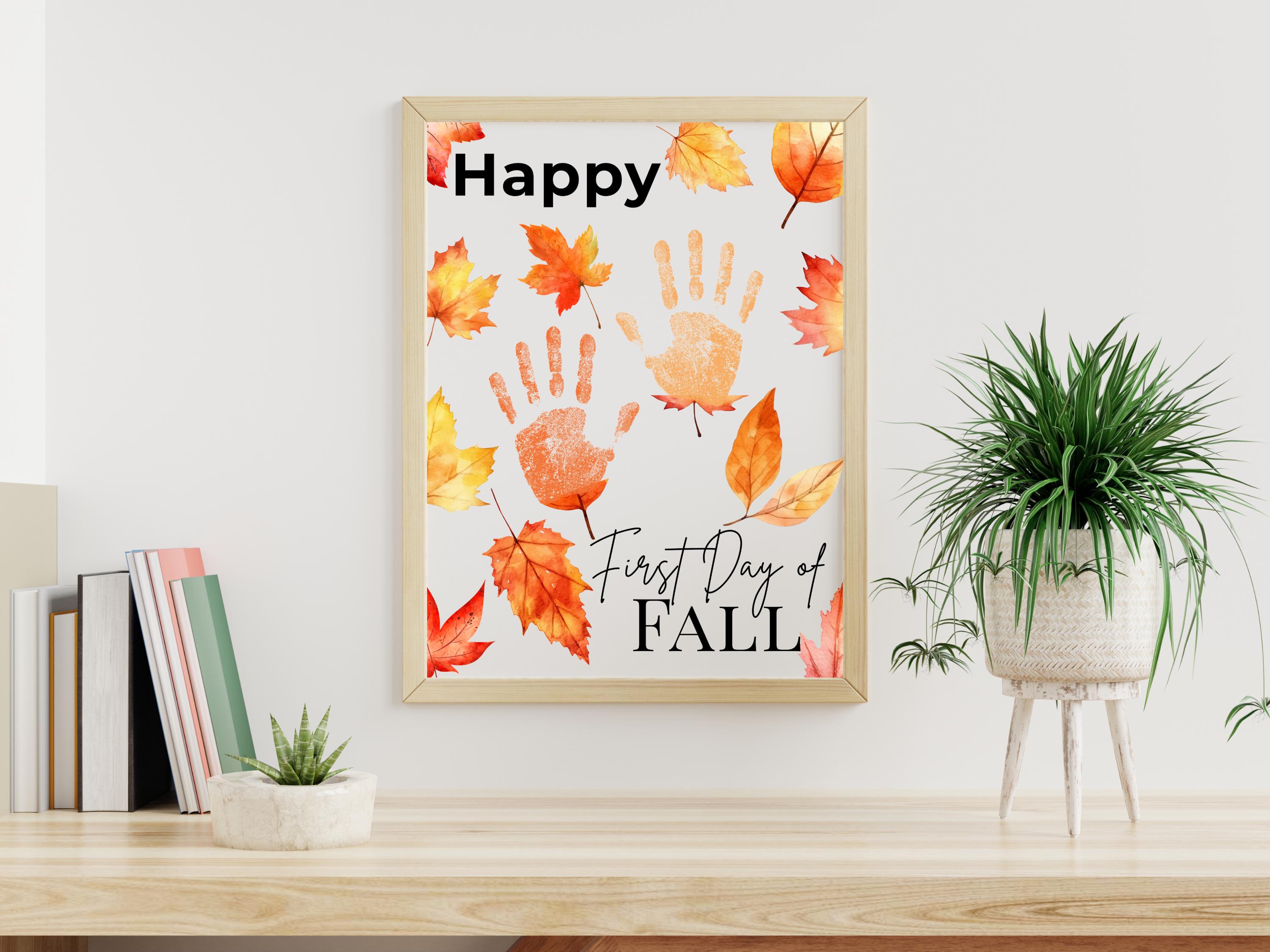 Happy First Day of Fall Handprint Craft Printable Kids Autumn Keepsake ...