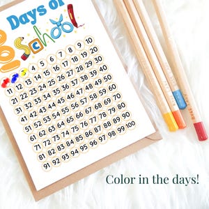 100 Days of School Tracker Printable: Color & Count Activity (PDF) - Etsy