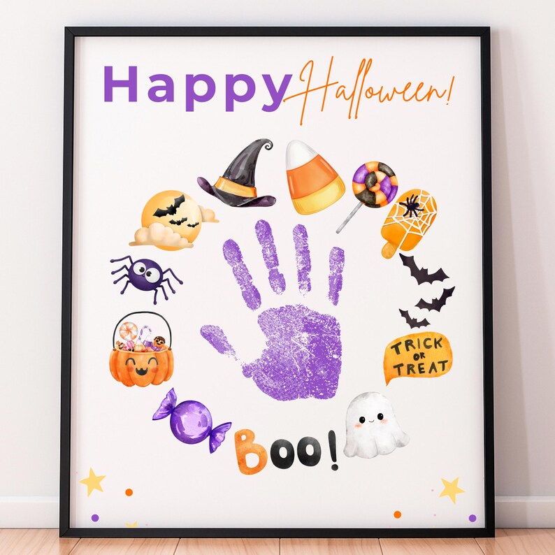 Halloween Handprint Craft Printable | Kids Fall Art Activity | Boo ...