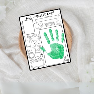 All About Me School Handprint Printable First Day of Homeschool ...