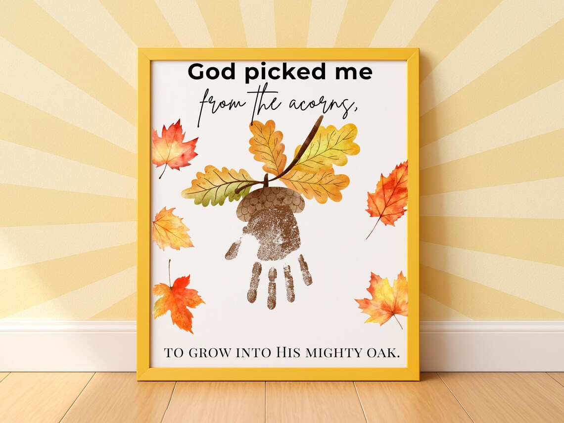Christian Acorn Handprint Printable Fall Handprint Craft for Kids Bible ...