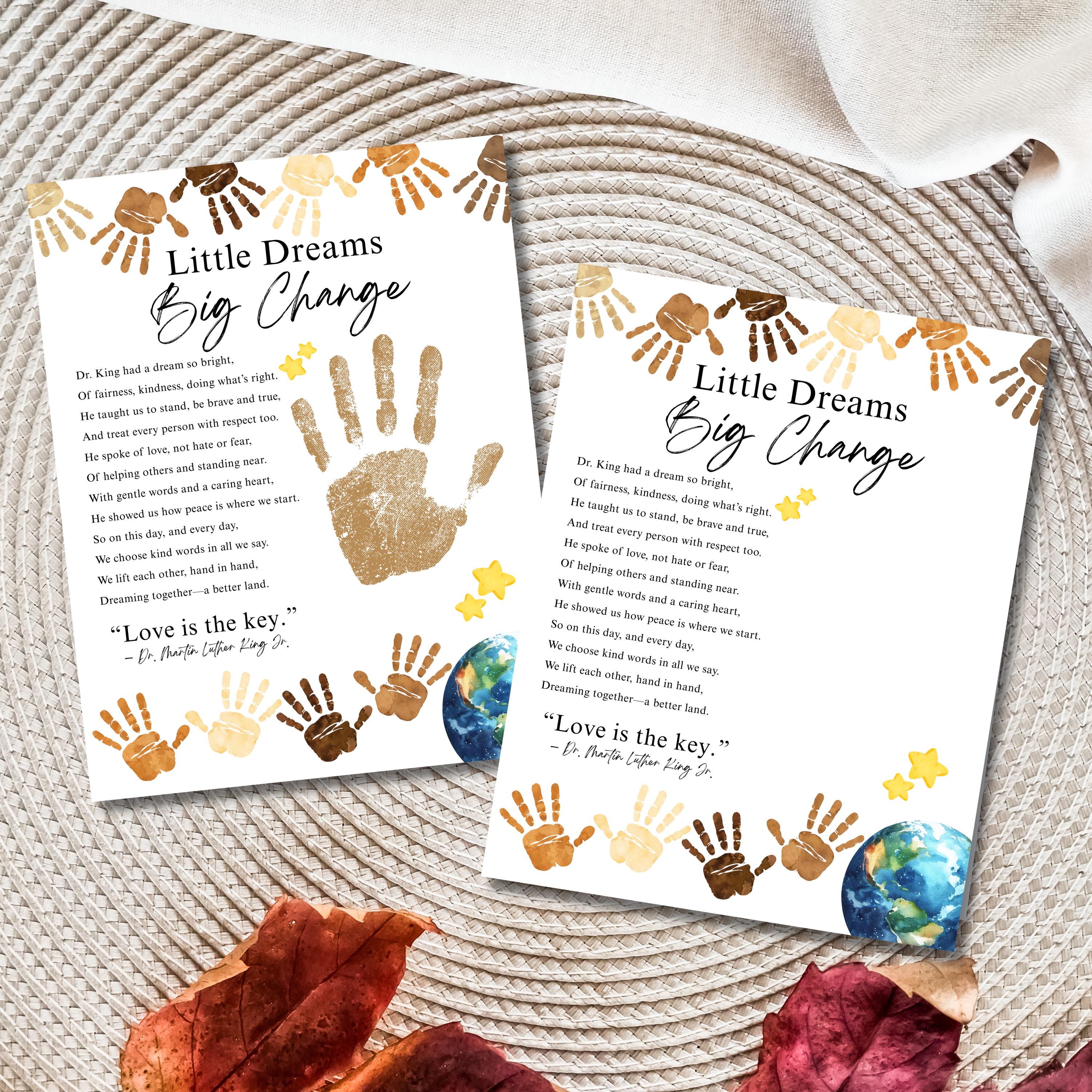 Little Dreams Big Change MLK Handprint Poem Printable, Martin Luther ...