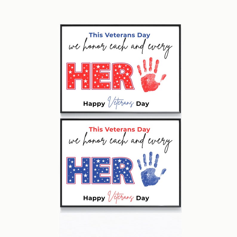 Veterans Day Handprint Craft Printable, Hero Wall Art, Kids Patriotic ...
