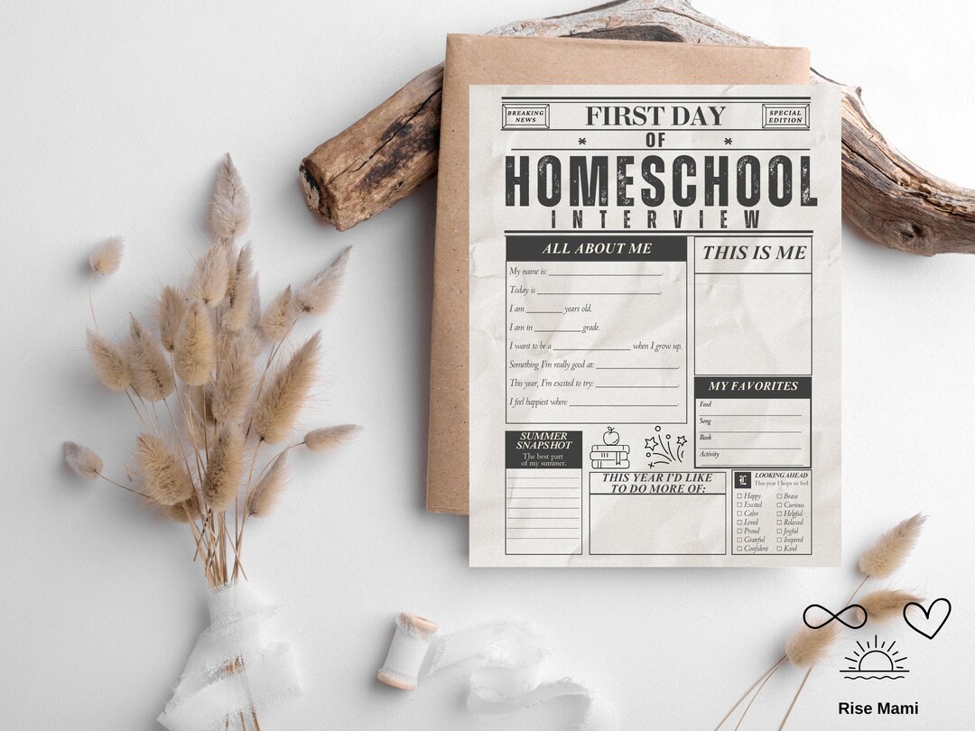 First Day of Homeschool Interview Printable Newspaper Theme School ...