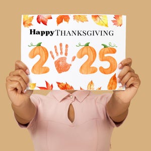 Happy Thanksgiving 2025 Handprint Craft | Fall Pumpkin Keepsake ...