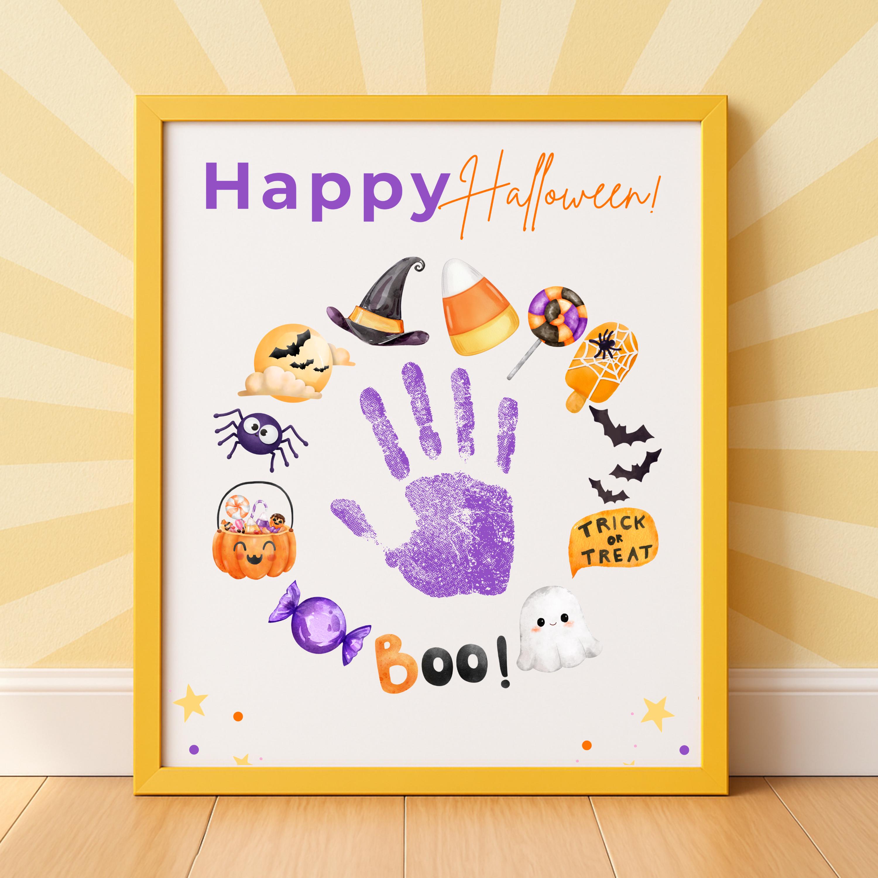 Halloween Handprint Craft Printable | Kids Fall Art Activity | Boo ...