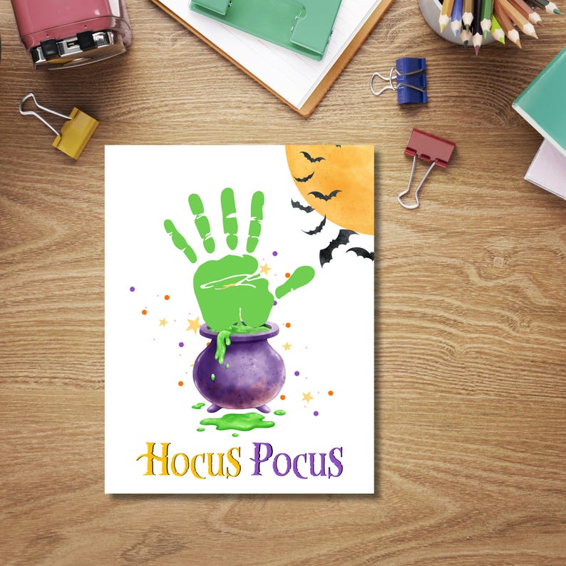 Hocus Pocus Handprint Art Printable Halloween Kids Craft Decor Witch ...